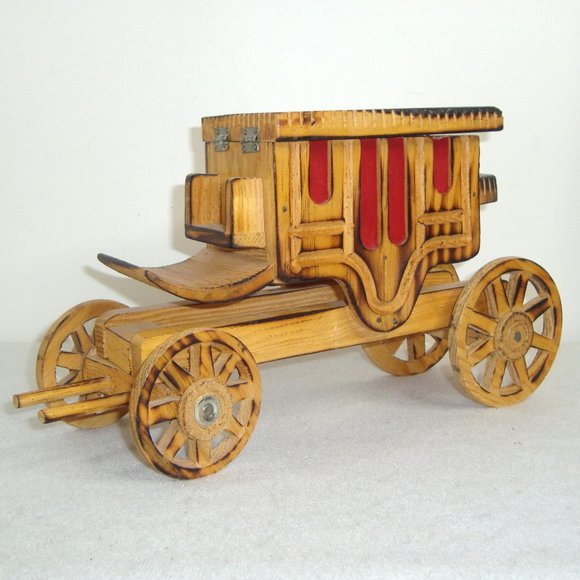 Accents | Vintage Hand Crafted Wooden Western Stagecoach Box With ...